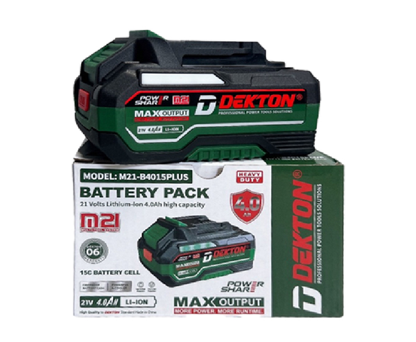 in Xanh 21V / 4.0Ah Dekton M21-B4015Plus – Dung Lượng Cao, Sạc Nhanh – minhtriet.com.vn