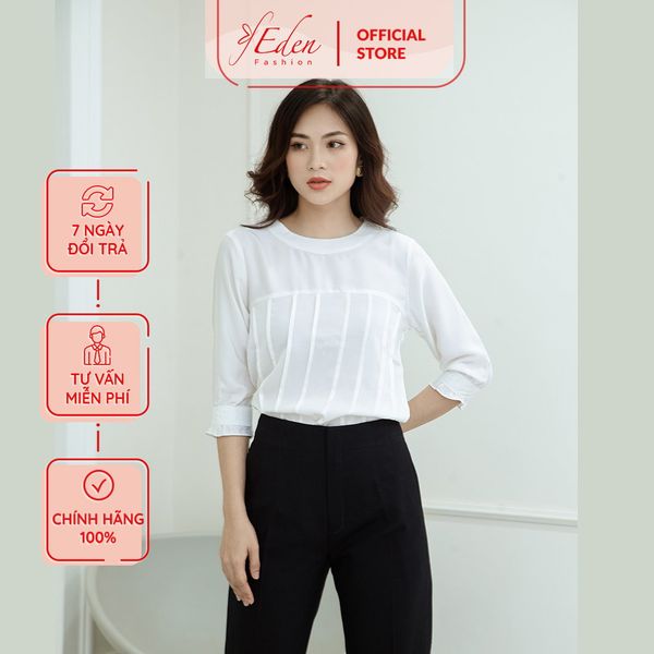 Áo kiểu nữ cổ tròn tay lỡ thời trang Eden - ASM162 – EDS