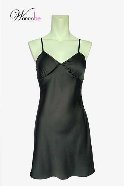 Váy ngủ nữ có mút đệm ngực WANNABE đầm ngủ lụa mềm mượt hack dáng đỉnh – Wannabe