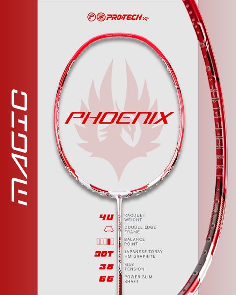 Vợt cầu lông Protech MAGIC PHOENIX | MAX 38 LBS | PHƯỢNG HOÀNG LỬA – MT Sport