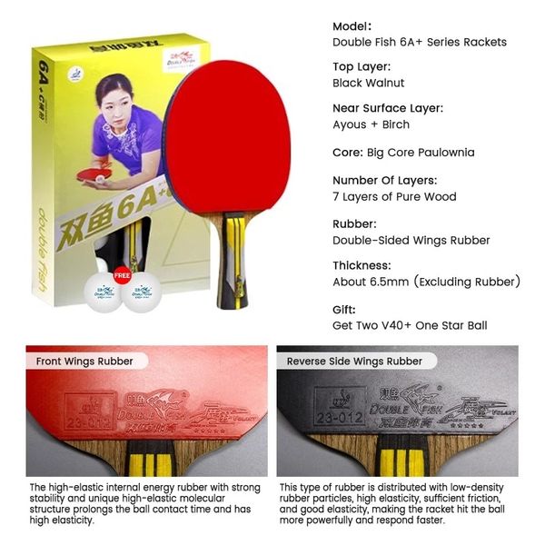 VỢT BÓNG BÀN DOUBLE FISH DF 6A+C 6AC CHÍNH HÃNG 1 VỢT KÈM 2 BÓNG – THỂ THAO PHƯỢNG SPORT