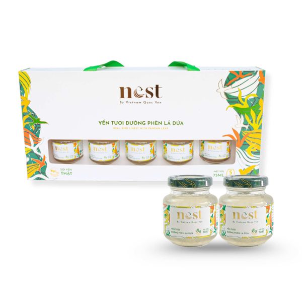 Yến tươi đường phèn lá dứa Việt Nam Quốc Yến hộp 5 *75 ml – FARMERS MARKET