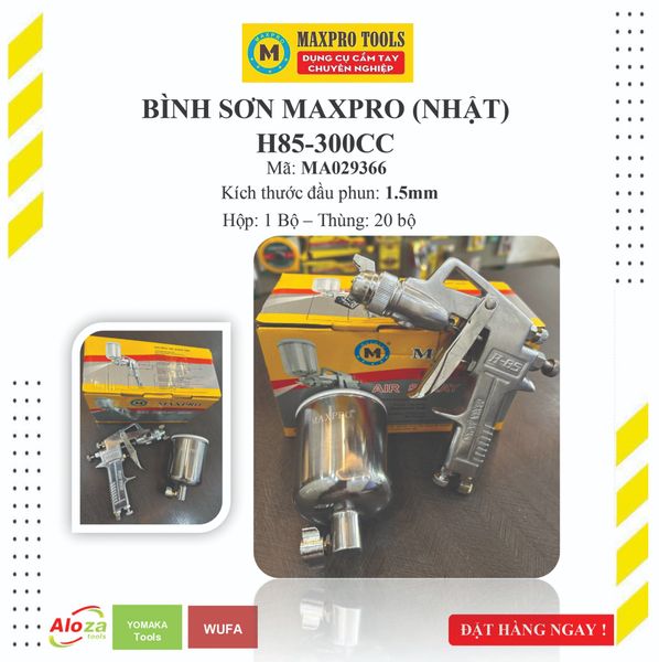 Súng phun sơn Maxpro : H85- 300cc ( nhật) - Áp lực khí :3.0 - 5.0 Mpa