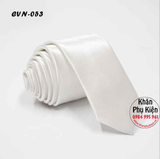 Cavat Nam Unisex Màu Trắng Tinh, Lụa Trơn Bóng (5cm). ĐỒNG PHỤC – 0984 995 961
