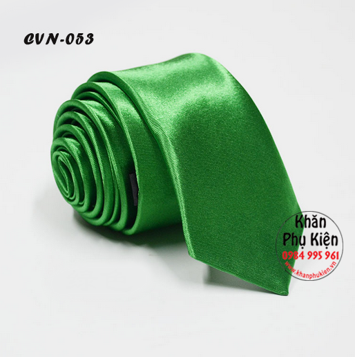 Cavat Nam Unisex Màu Xanh Lá Mạ, Lụa Trơn Bóng (5cm). ĐỒNG PHỤC – 0984 995 961