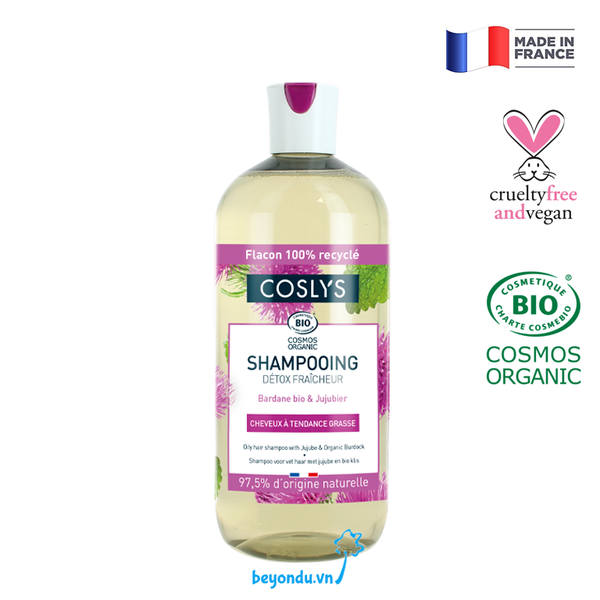 Dầu gội cho tóc dầu chiết xuất táo và ngưu bàng hữu cơ Coslys (500ml) – Beyond U