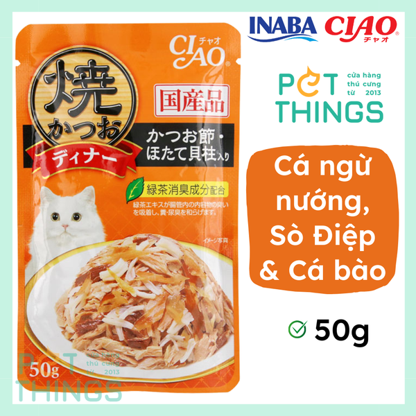 Ciao 50g IC-231 Grilled tuna flake in jelly wt scallop & slice bonito – Pet Things