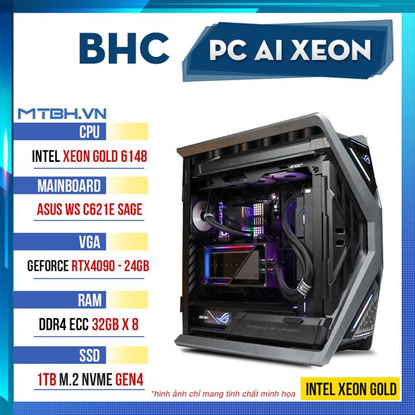 PC AI BHC 4090 Xeon ( Xeon Gold 6148 | RTX 4090 | 256GB | 1TB | WS C62 – Máy Tính Biên Hòa