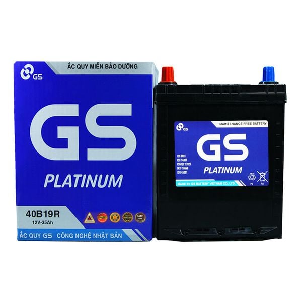 Ắc quy GS 40B19R 12V 35AH chất lượng tốt, vận hành ổn định, bền bỉ