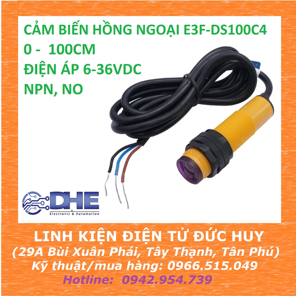CẢm BiẾn VẬt CẢn HỒng NgoẠi E3f Ds100c4 6 36vdc Npn No ChỐng NhiỄu
