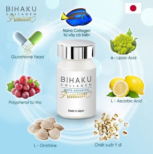 Viên uống hỗ trợ trắng da Bihaku Collagen Premium Nhật Bản -Bí Quyết L – HANACHI SHOP