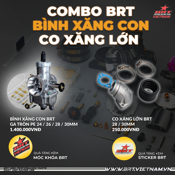 Combo Bình Xăng Con Ga Tròn PE 24/26/28/30mm + Co Xăng Lớn 28/30mm BRT – BRT VIỆT NAM