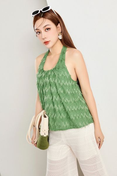 Áo yếm tua rua xanh – her-studios