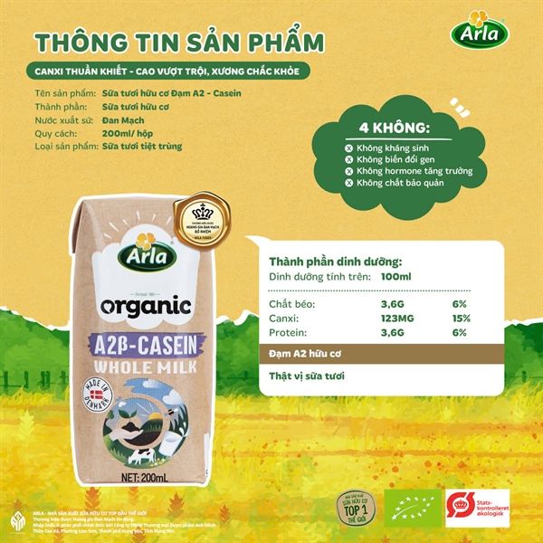 Sữa nước organic đạm A2 Casein Arla Đan Mạch (thùng) - 20h*200ml – Suri Store