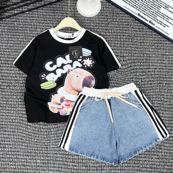 Bộ short jean bé gái hình Capybara Rika House