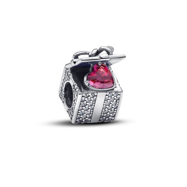 Charm Bạc Pandora Moments Hình Hộp Quà Với Đá Pha Lê Trái Tim Màu Đỏ – Pandora Việt Nam