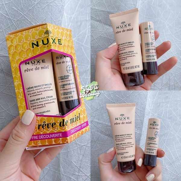 Set Nuxe 2 món gồm kem tay 30ml + son dưỡng 4g – Vy Hí Beauty