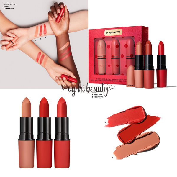 Set son MAC Three Cheers 3 thỏi son full size unbox – Vy Hí Beauty