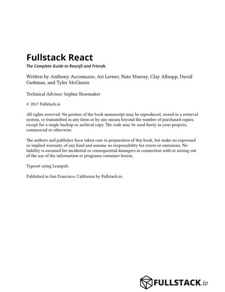Fullstack React The Complete Guide To ReactJS And Friends E Books Max30
