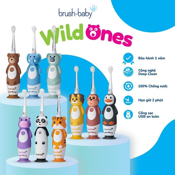 Brush-Baby Bàn Chải Điện Sóng Âm Wildones (0-10 Tuổi) | YODEE Việt Nam