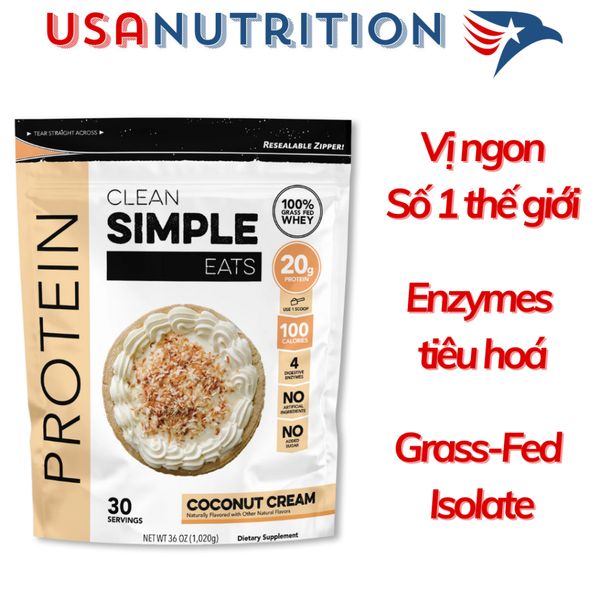 Whey Protein có hương vị ngon nhất 100% Grass-Fed Isolate: ''Clean Sim – Usa Nutri