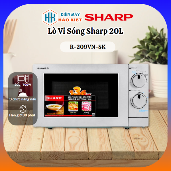 R-209VN-SK - Lò Vi Sóng Sharp 20 Lít - Xám – Điện Máy Hào Kiệt