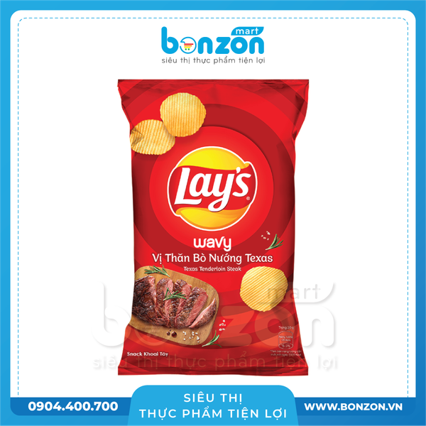 LAY'S WAVY VỊ THĂN BÒ NƯỚNG TEXAS 54G – BONZON - Siêu Thị Thực Phẩm Tiện Lợi