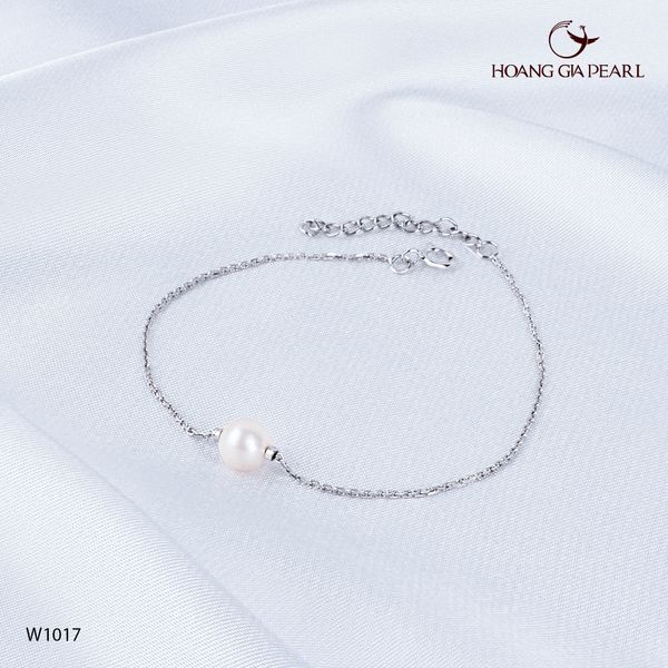 Lắc tay W1017 PS silver 1 viên ngọc F trắng 6-7mm - Hoàng Gia Pearl