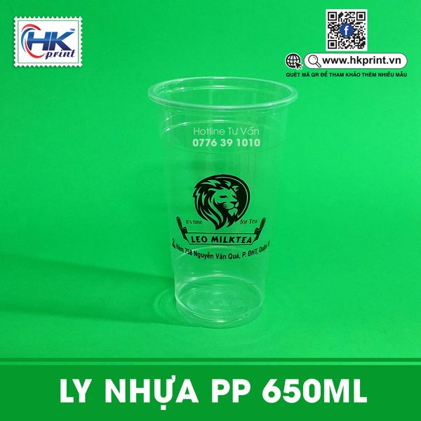 LY NHỰA PP 650ML HKprint.vn - Xưởng in ly nhựa, ly giấy, màng ép ly nhựa giá rẻ TP.HCM