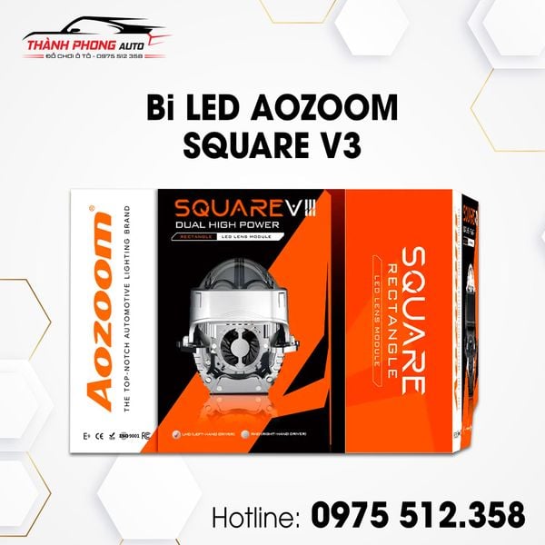 Đèn BI Led Pha Square V3 Aozoom Chính Hãng – Thành Phong Auto