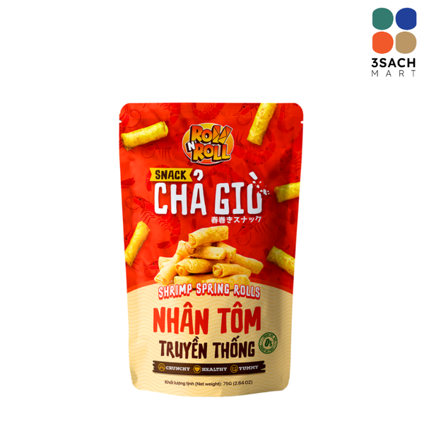 Snack Chả Giò Nhân Tôm Truyền Thống Roll N' Roll (Gói 75g) – 3Sach Mart