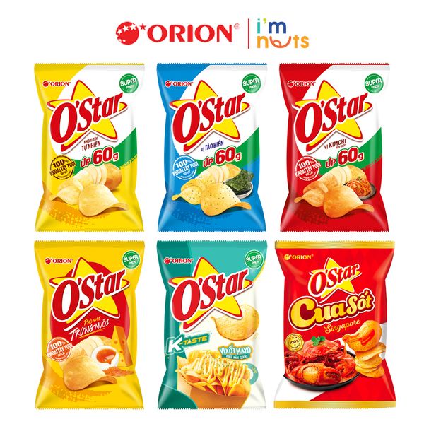 Bánh Snack khoai tây Ostar Orion đủ vị gói nhỏ và gói lớn – Bánh kẹo Ăn vặt ImNuts