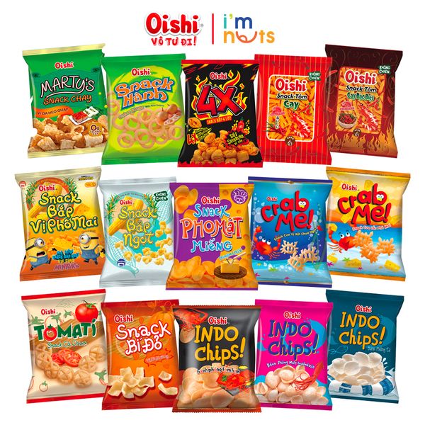 Snack bim bim Oishi đủ vị gói lớn 68g – Bánh kẹo Ăn vặt ImNuts