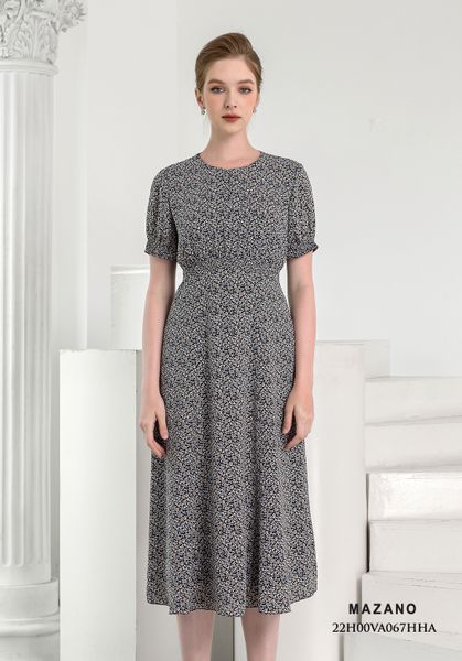 22H00VA067HHA - Đầm eo cao chân rủ thắt nơ lưng - Mazano