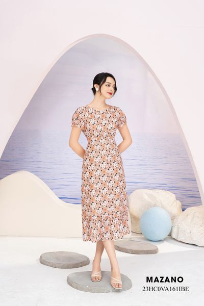 Đầm eo cao chân nhún bèo – Mazano