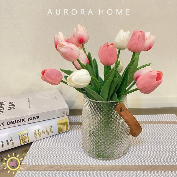 Bình Hoa Giả Tulip Cao Su để Bàn Nhiều Màu Sắc Xinh đẹp Aurora Home