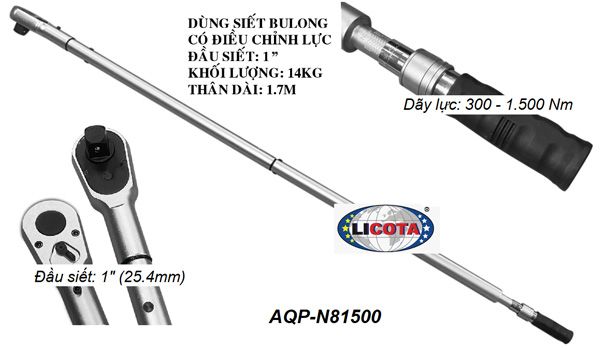 Cần chỉnh lực cơ 1 Inch 300-1500Nm LICOTA AQP-N81500 – Thiết bị cầm Tay Nguyên Khuê
