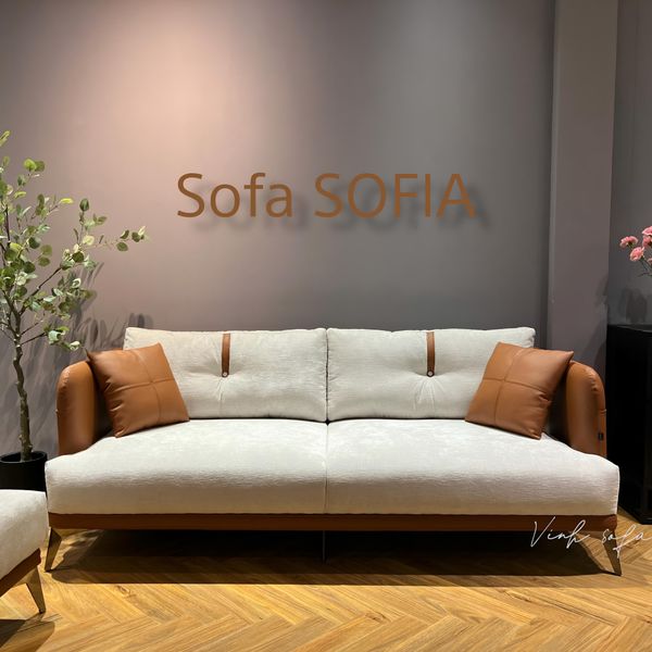 SOFIA - Sofa văng bọc nỉ trượt nước kết hợp da Microfiber cho phòng kh – VINH SOFA