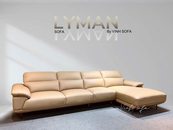 LYMAN - Sofa góc L bọc toàn bộ da bò Linea Mastrotto – VINH SOFA