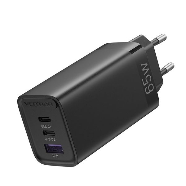 Vention 3-Port USB(C+C+A) GaN Charger(65W/30W/30W) EU-Plug – Vention Vietnam Official