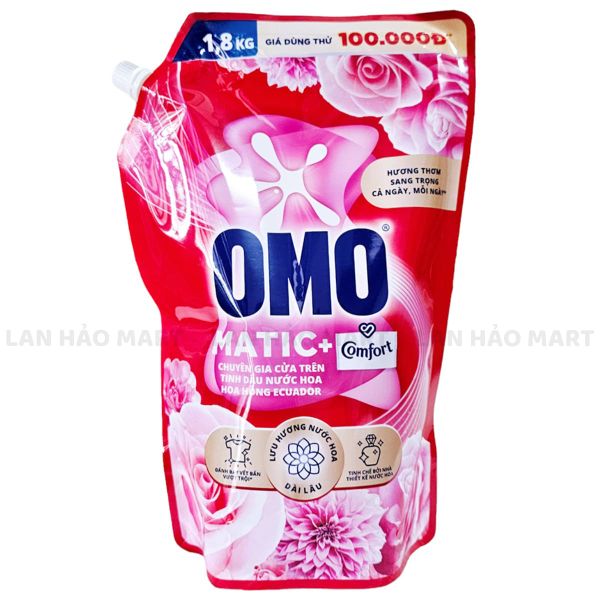 Nước giặt OMO Matic Comfort cửa trên hương hoa hồng Ecuador túi 1.8kg – Bách hóa Lan Hảo
