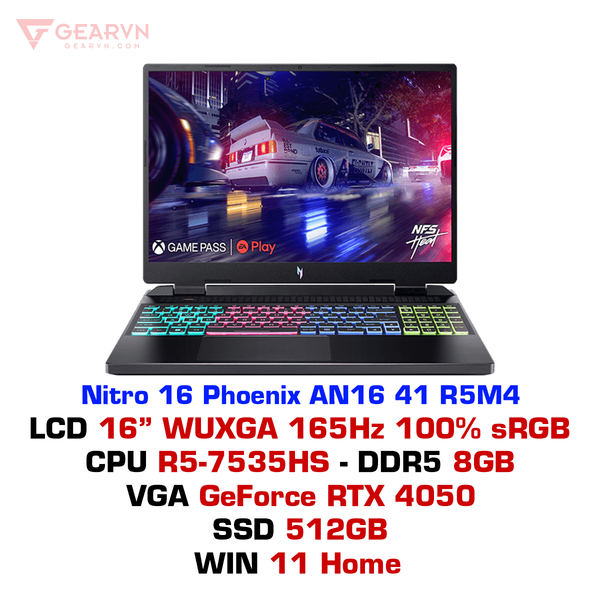 Laptop gaming Acer Nitro 16 Phoenix AN16 41 R5M4 – GEARVN.COM