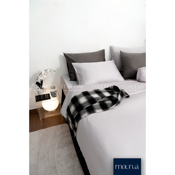 Bộ chăn drap gối Light Grey Tencel Trơn 60s – HONG LAC - MOONA BEDDING