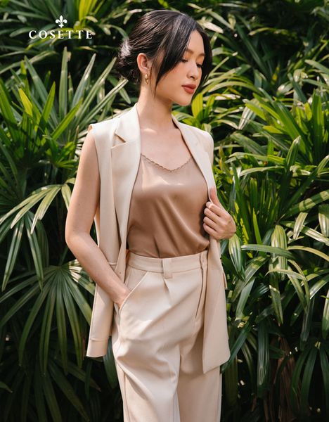 Áo 2 dây thêu đăng lai oliu – COSETTE VIETNAM