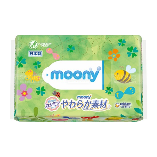 Giấy ướt Moony 76 tờ mềm mại, an toàn nâng niu làn da của bé