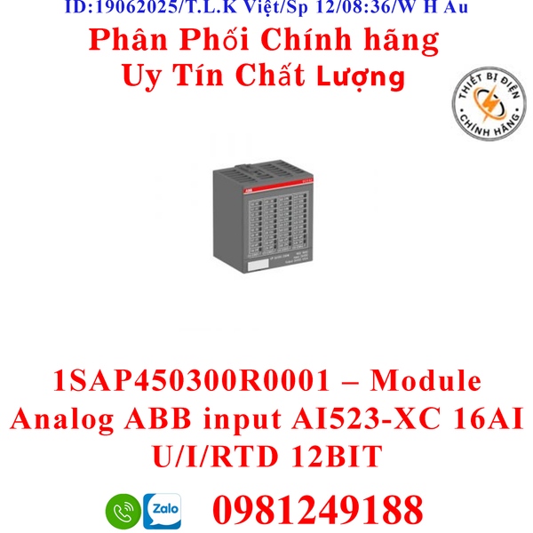 Module 1SAP450300R0001 – Module Analog ABB input AI523-XC 16AI U/I/RTD – thietbidienchinhhang