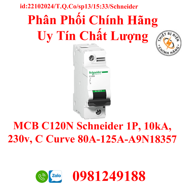 MCB C120N Schneider 1P, 10kA, 230v, C Curve 80A-125A – thietbidienchinhhang