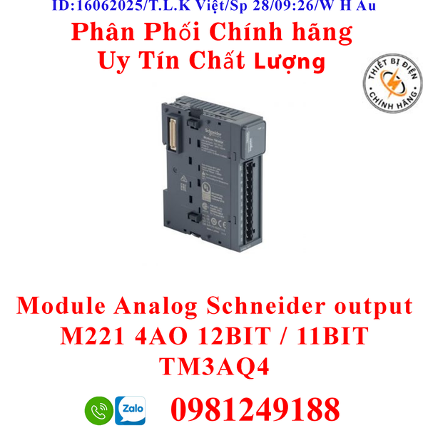 Module Analog Schneider output M221 4AO 12BIT / 11BIT TM3AQ4 – thietbidienchinhhang