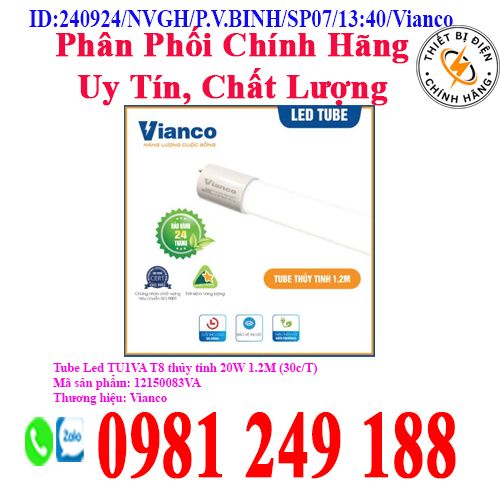 Tube Led TU1VA T8 thủy tinh 20W 1.2M (30c/T) – thietbidienchinhhang