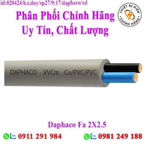 Daphaco Fa 2X2.5 : Dây cáp pha mềm 2 lõi, ruột đồng 300V – thietbidienchinhhang